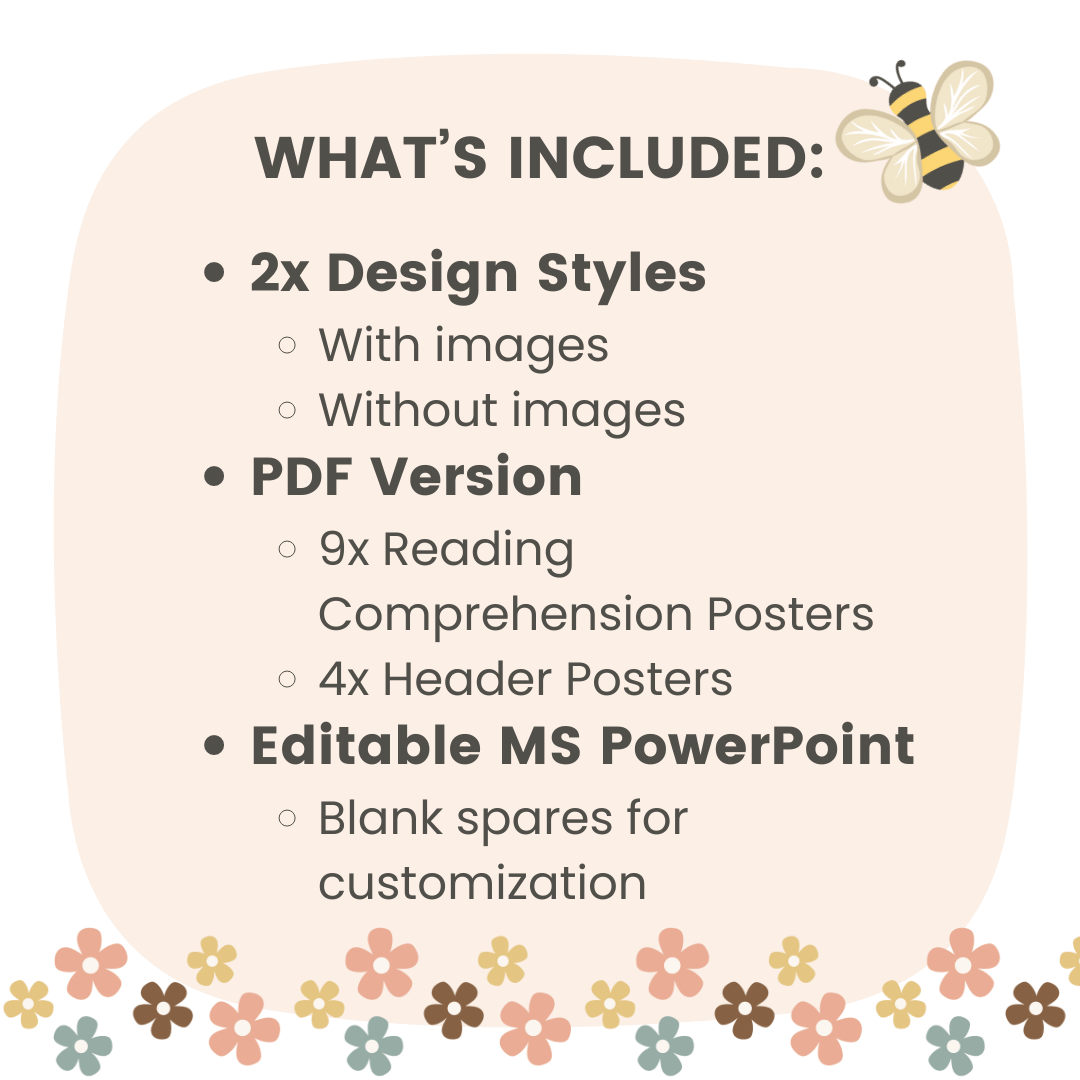 Reading Comprehension Strategies Posters - Daisy Gingham Neutrals