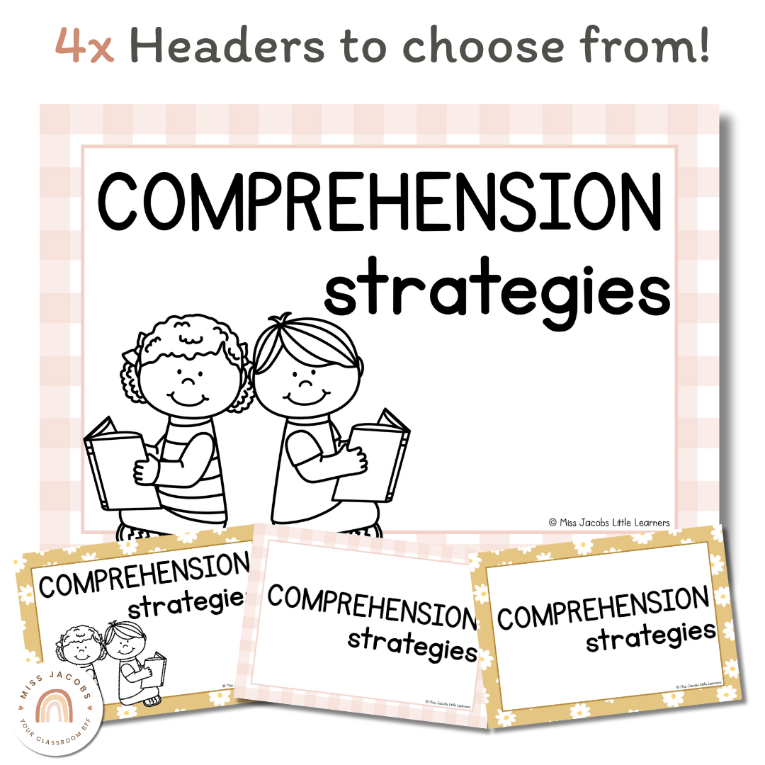 Reading Comprehension Strategies Posters - Daisy Gingham Neutrals ...