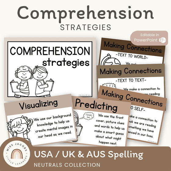 Reading Comprehension Strategies Posters | Ombre Neutral English Class ...