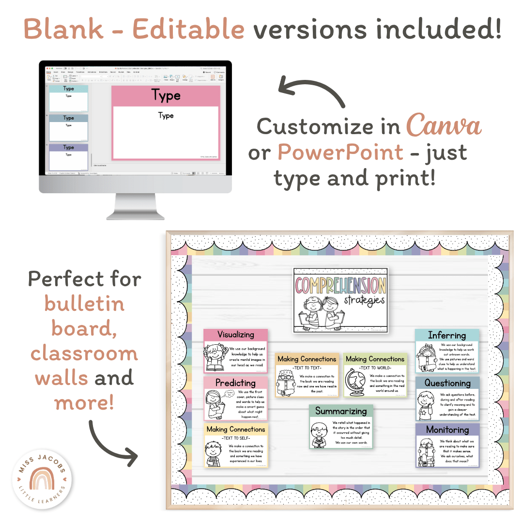 Reading Comprehension Strategies Posters - Pastel Theme - MJLL