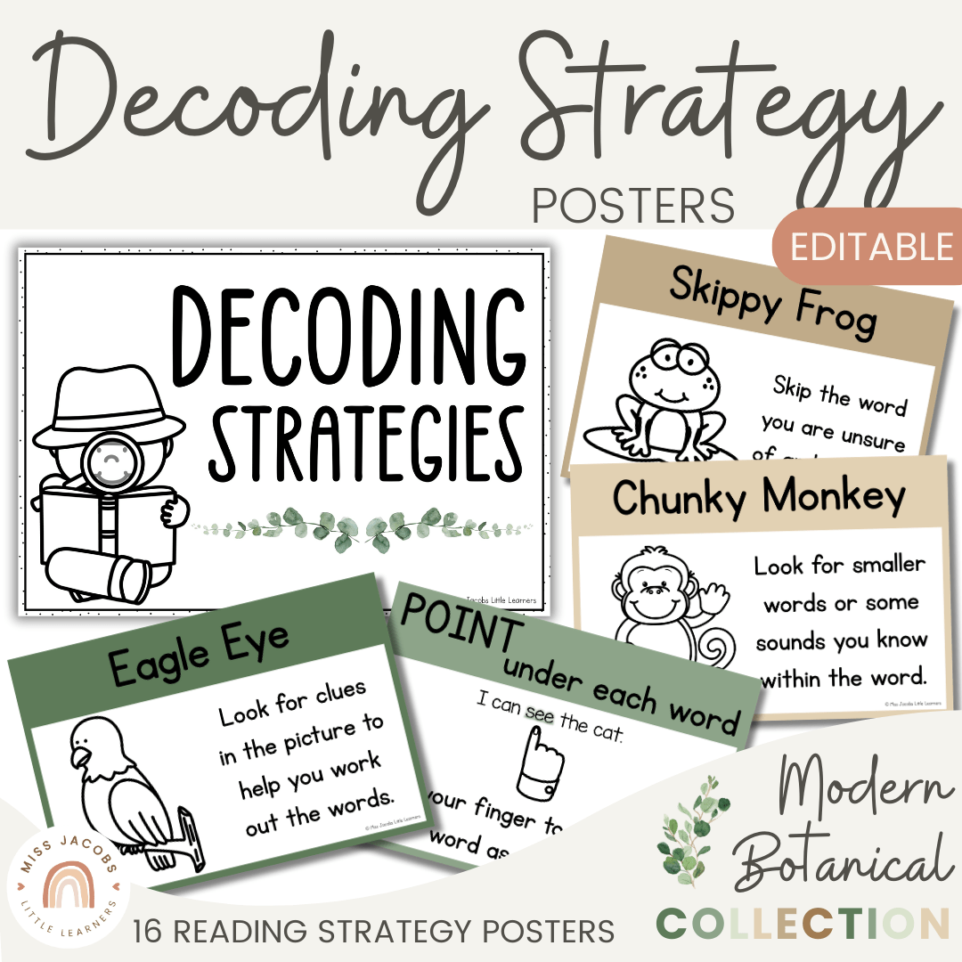 Decoding Reading Strategies - Modern Botanical Decor - Miss Jacobs