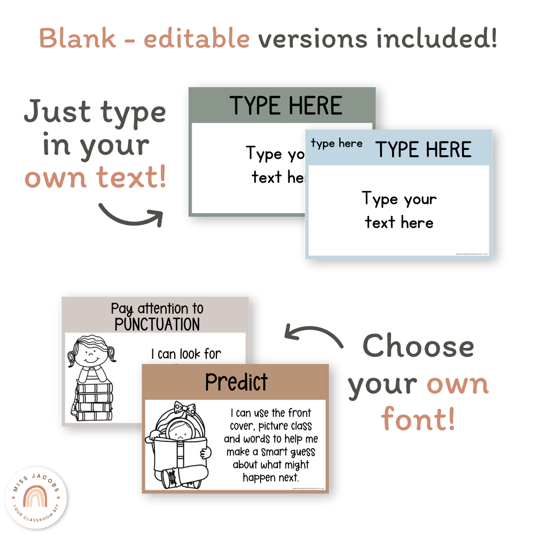 Reading Goals Posters | Neutral Toned Classroom Decor