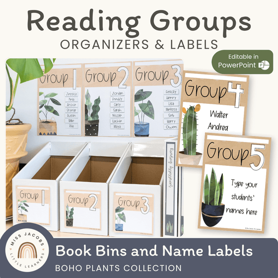 Reading Group Organizers & Labels - Boho Plants Decor – Miss Jacobs ...