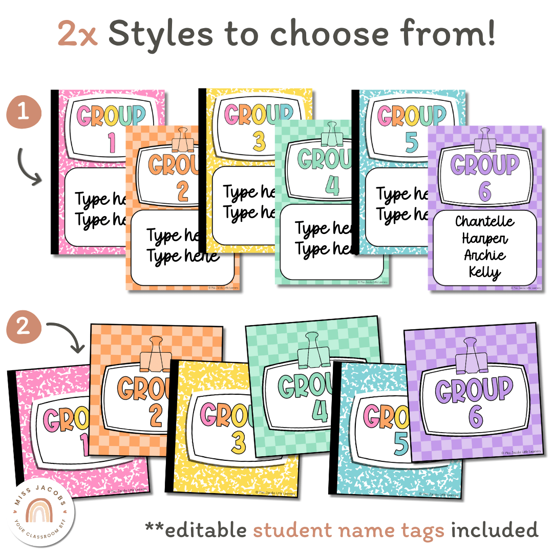 Reading Group Organizers & Labels - Cutesy Classroom Theme - MJLL