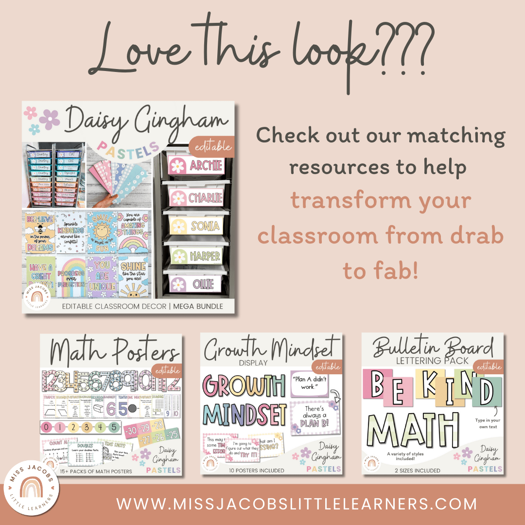 Reading Group Organizers & Labels - Daisy Gingham Pastels Decor