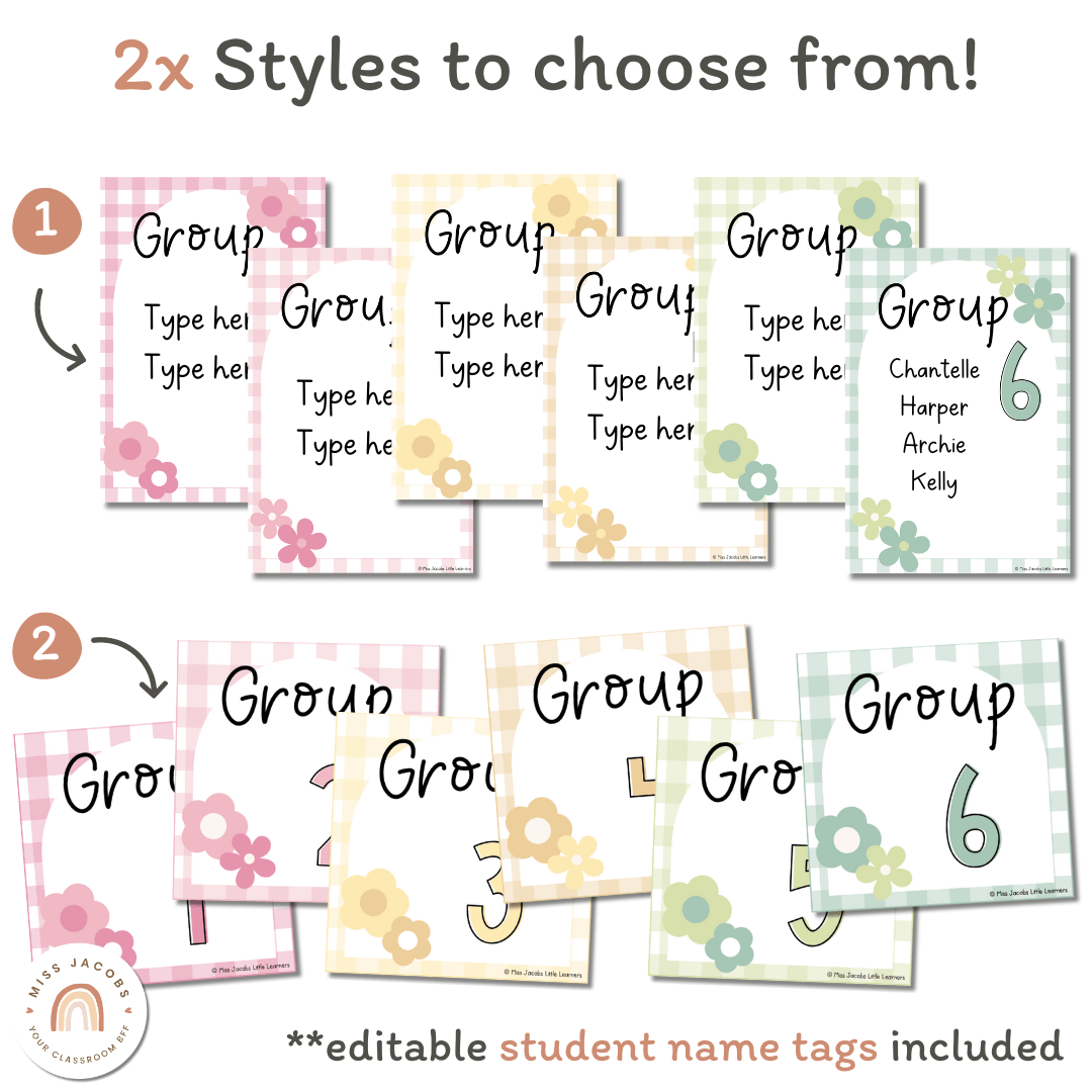 Reading Group Organizers & Labels - Daisy Gingham Pastels Decor