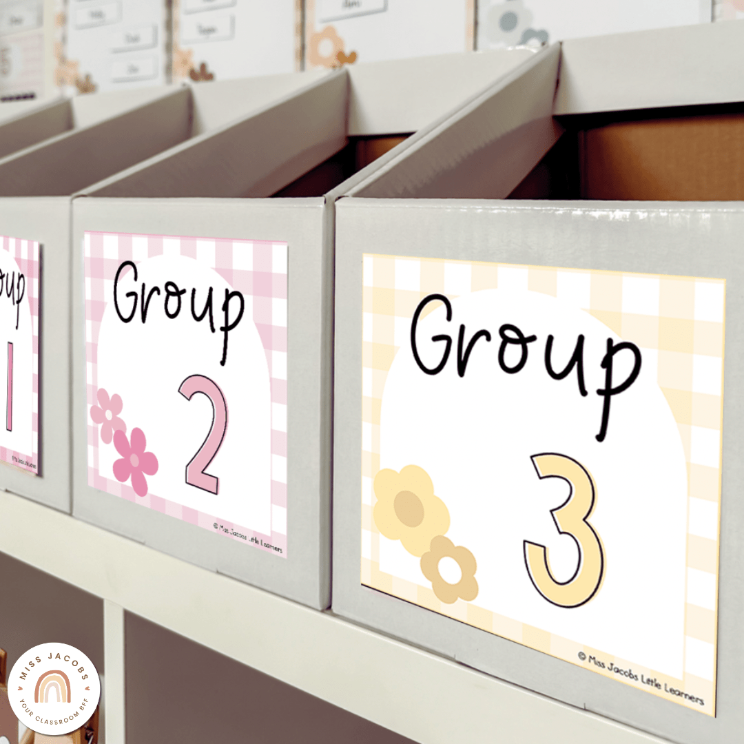 Reading Group Organizers & Labels - Daisy Gingham Pastels Decor
