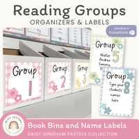 Reading Group Organizers & Labels - Daisy Gingham Pastels Decor – Miss ...