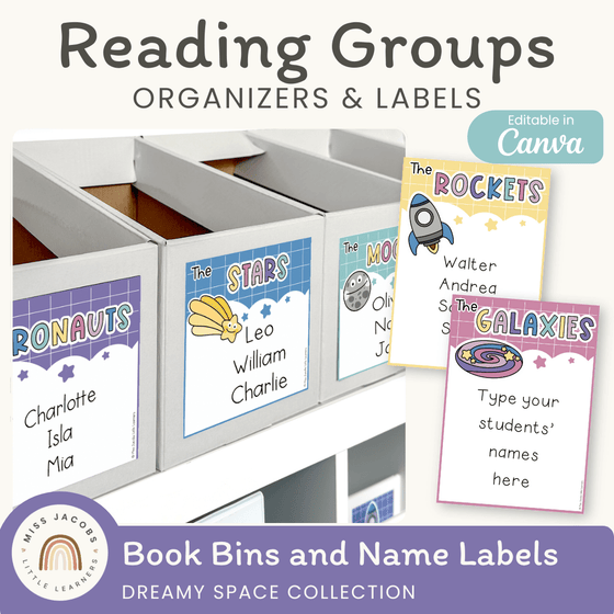 Reading Group Organizers & Labels - Dreamy Space Theme – Miss Jacobs ...