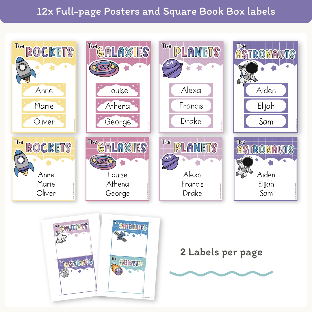 Reading Group Organizers & Labels - Dreamy Space Theme – Miss Jacobs ...