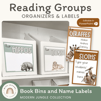 Reading Group Organizers & Labels - Modern Jungle Classroom Decor ...