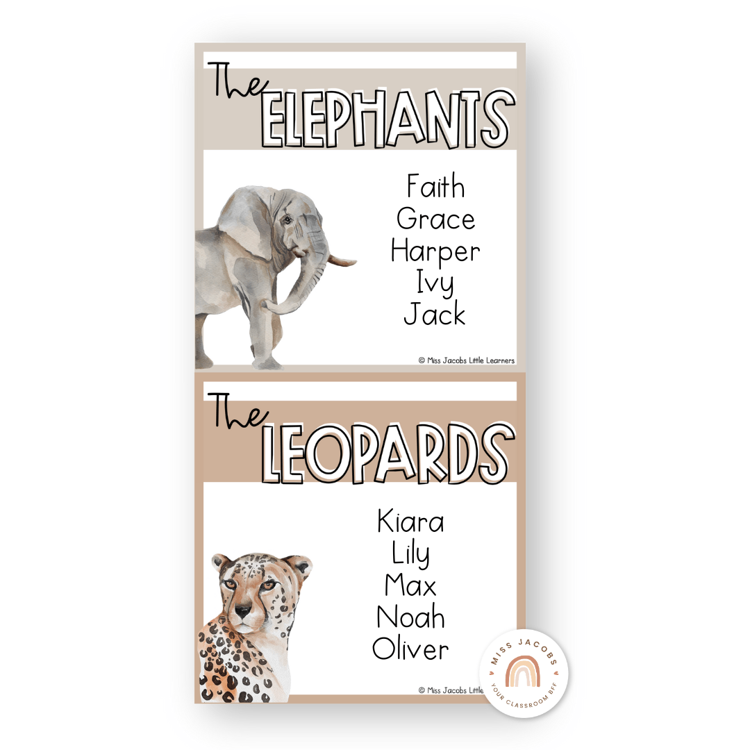 Reading Group Organizers & Labels - Modern Jungle Classroom Decor ...