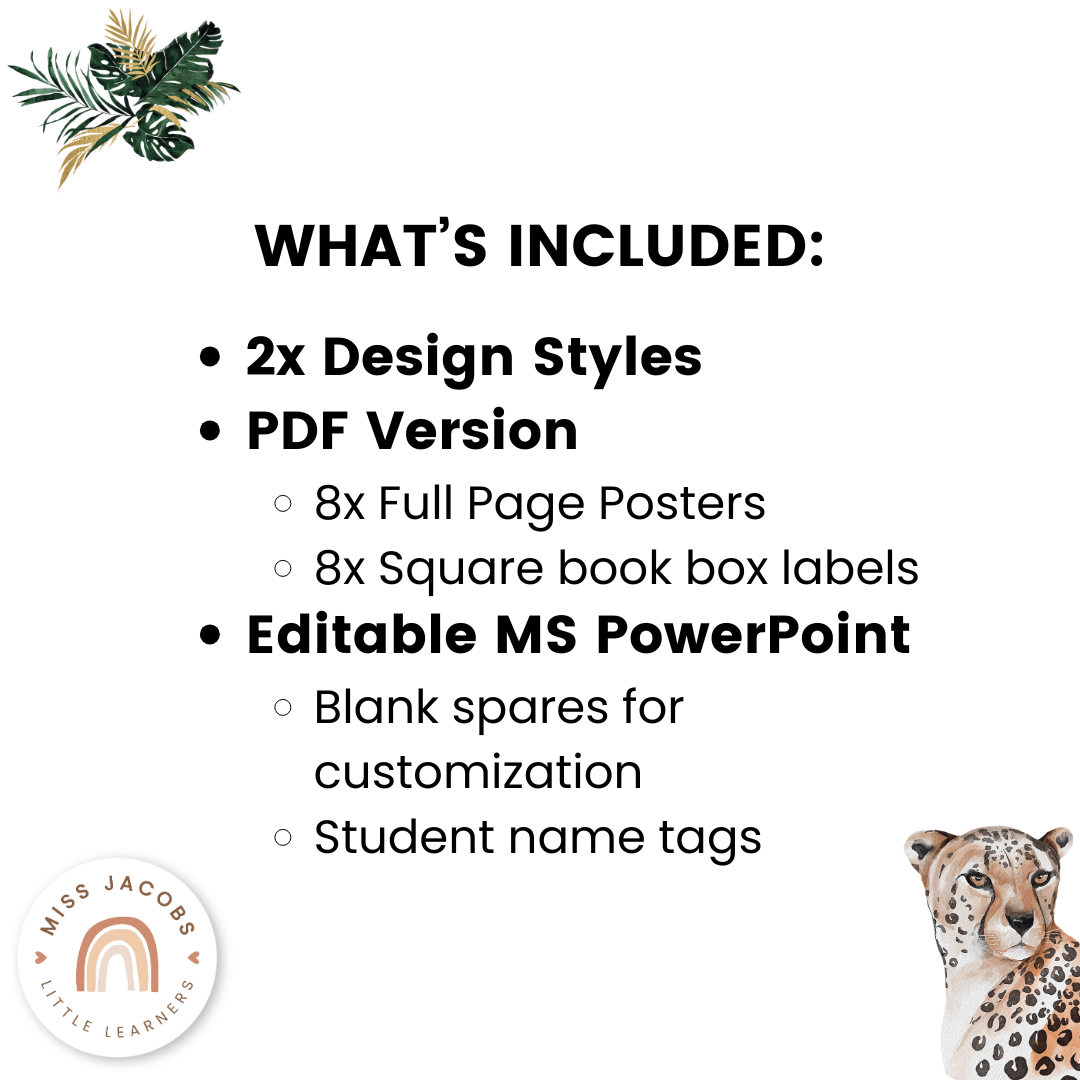 Reading Group Organizers & Labels - Modern Jungle Classroom Decor