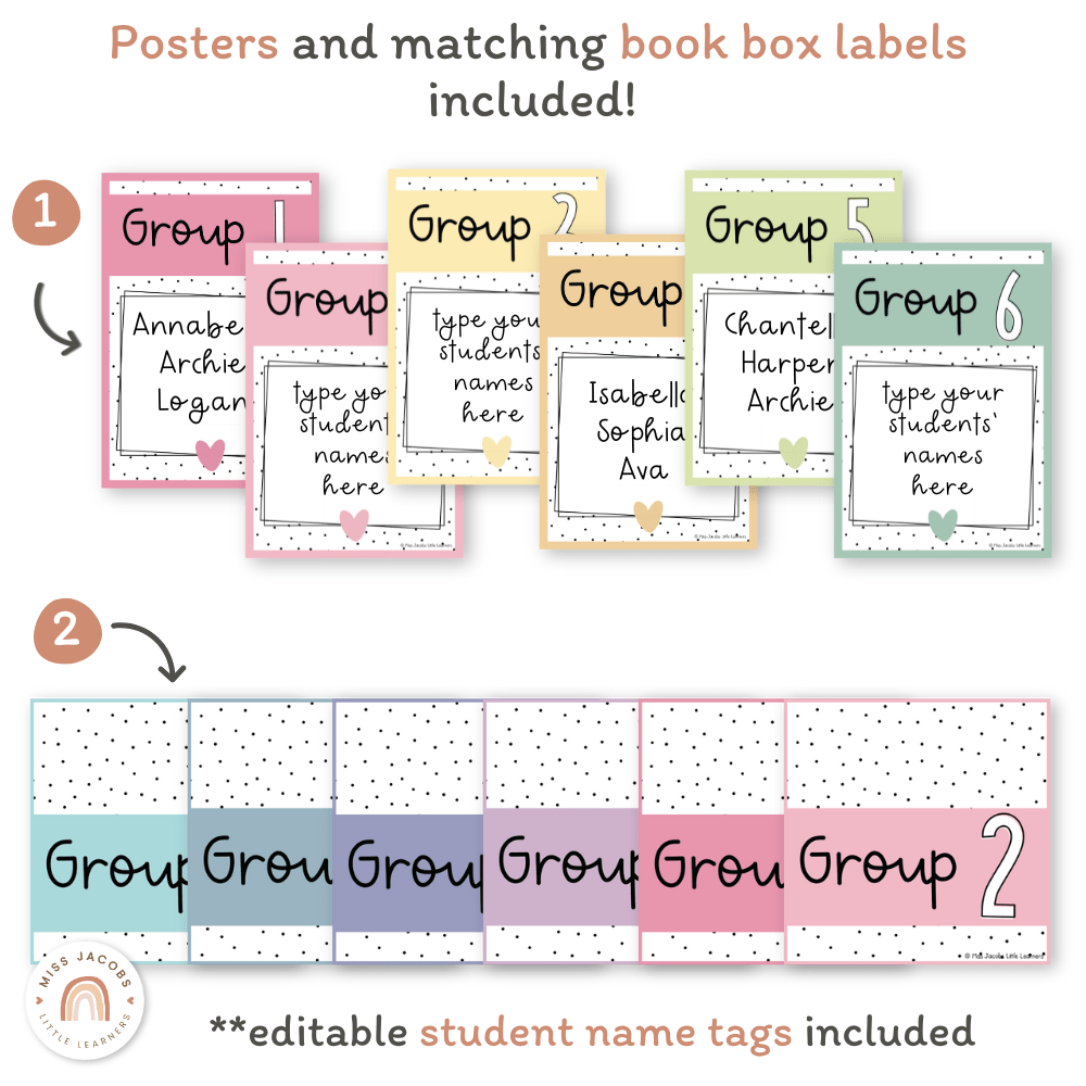 Reading Group Organizers & Labels - Spotty Pastel Theme - MJLL