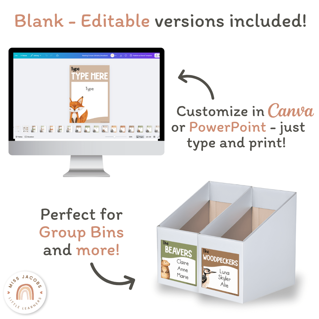 Reading Group Organizers & Labels - Woodland Classroom Decor - MJLL ...