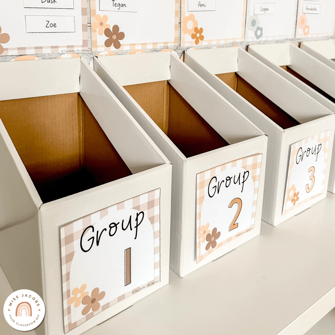 Reading Group Organizers & Labels - Daisy Gingham Neutrals Decor