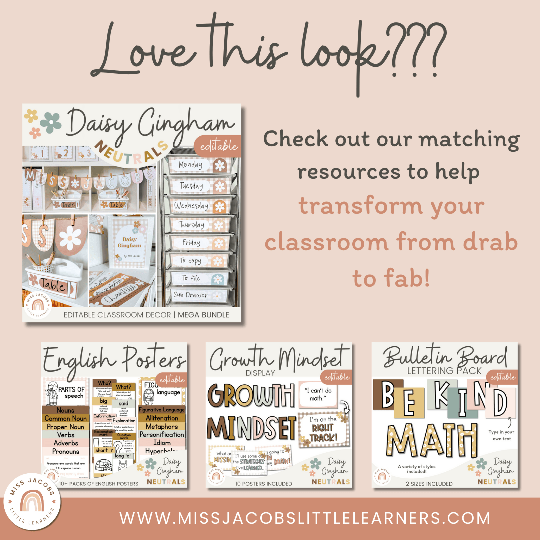 Reading Group Organizers & Labels - Daisy Gingham Neutrals Decor