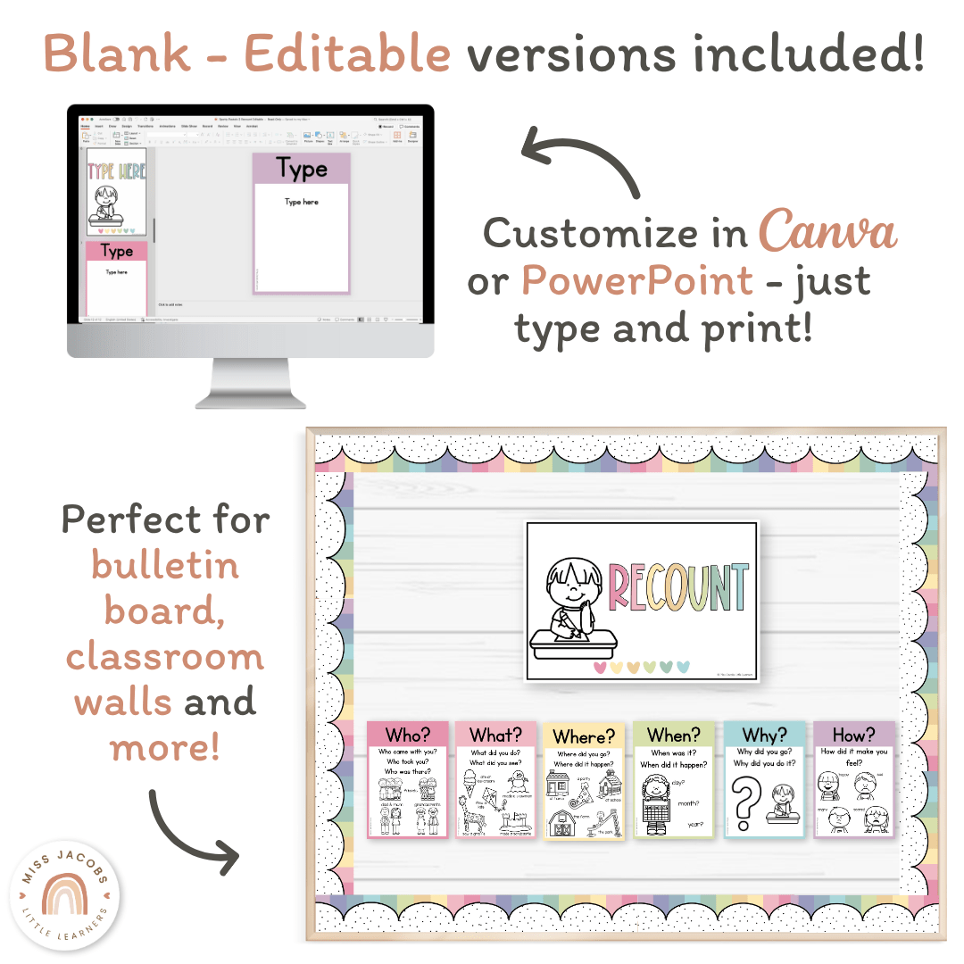 Recount Posters - Pastel Classroom Theme - Miss Jacobs