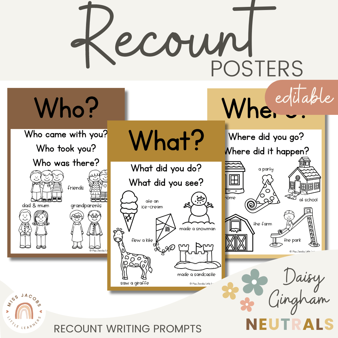 Recount Posters - Daisy Gingham Neutrals Decor