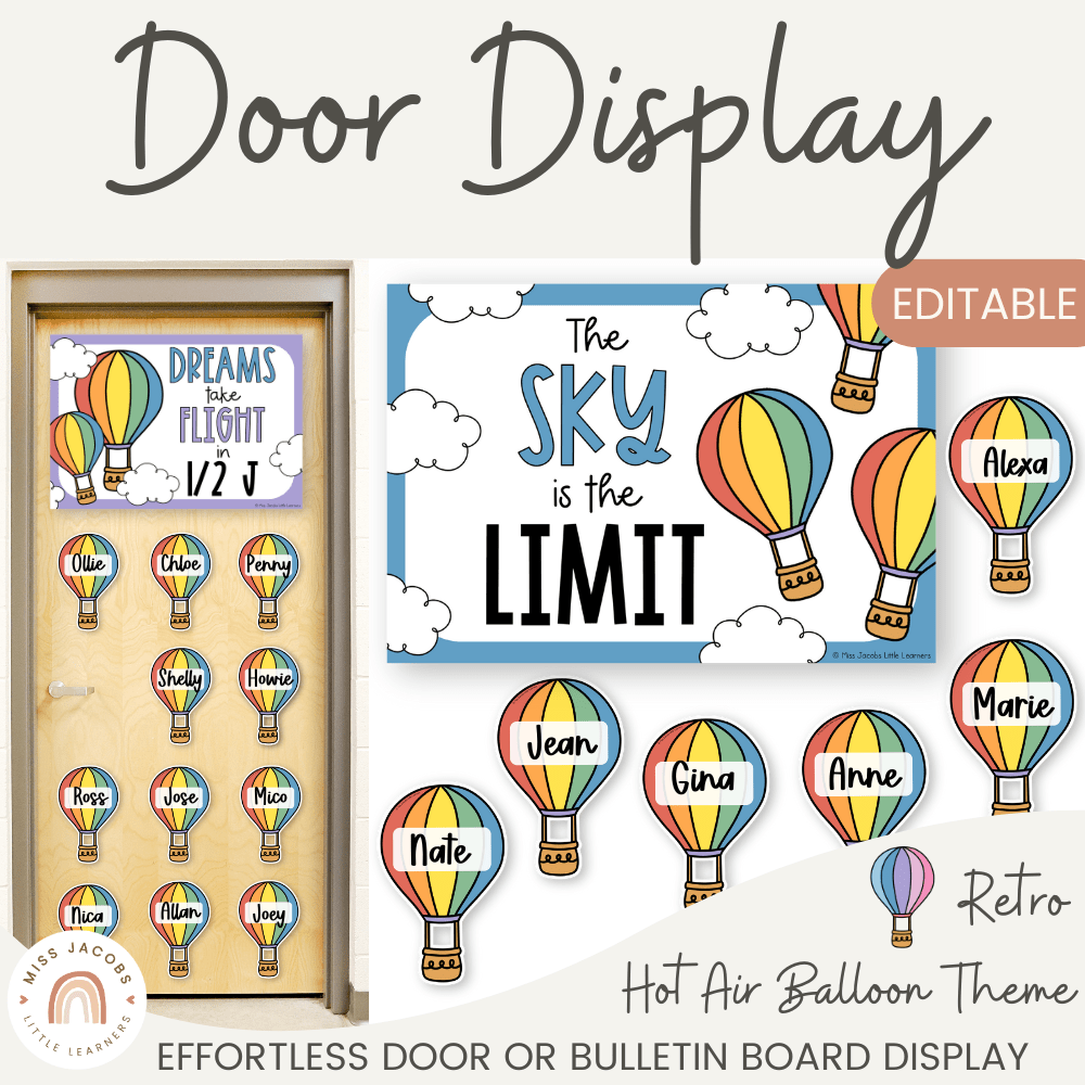 Retro Hot Air Balloon Door Display Classroom Decor - Miss Jacobs – Miss ...