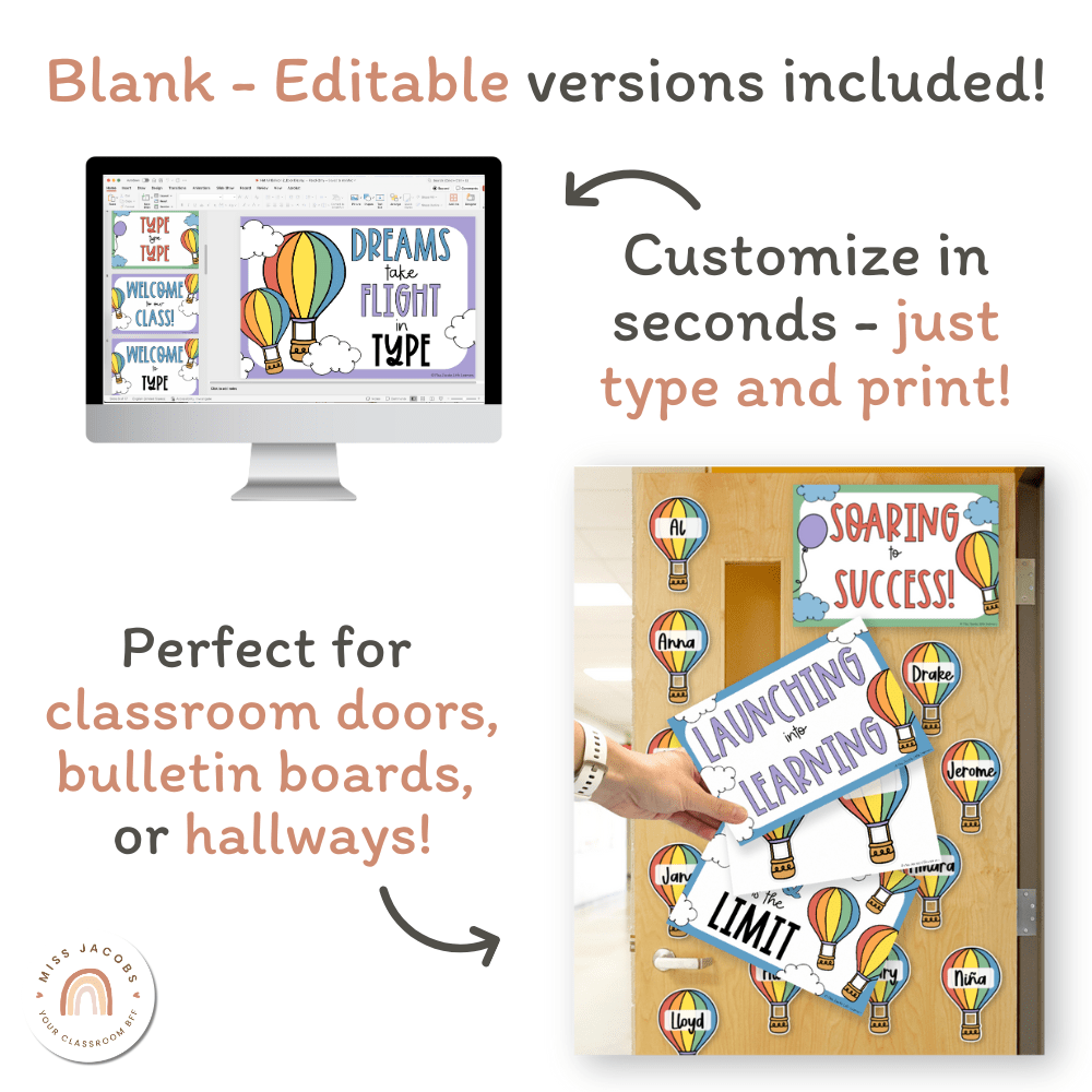 Retro Hot Air Balloon Door Display Classroom Decor - Miss Jacobs – Miss ...