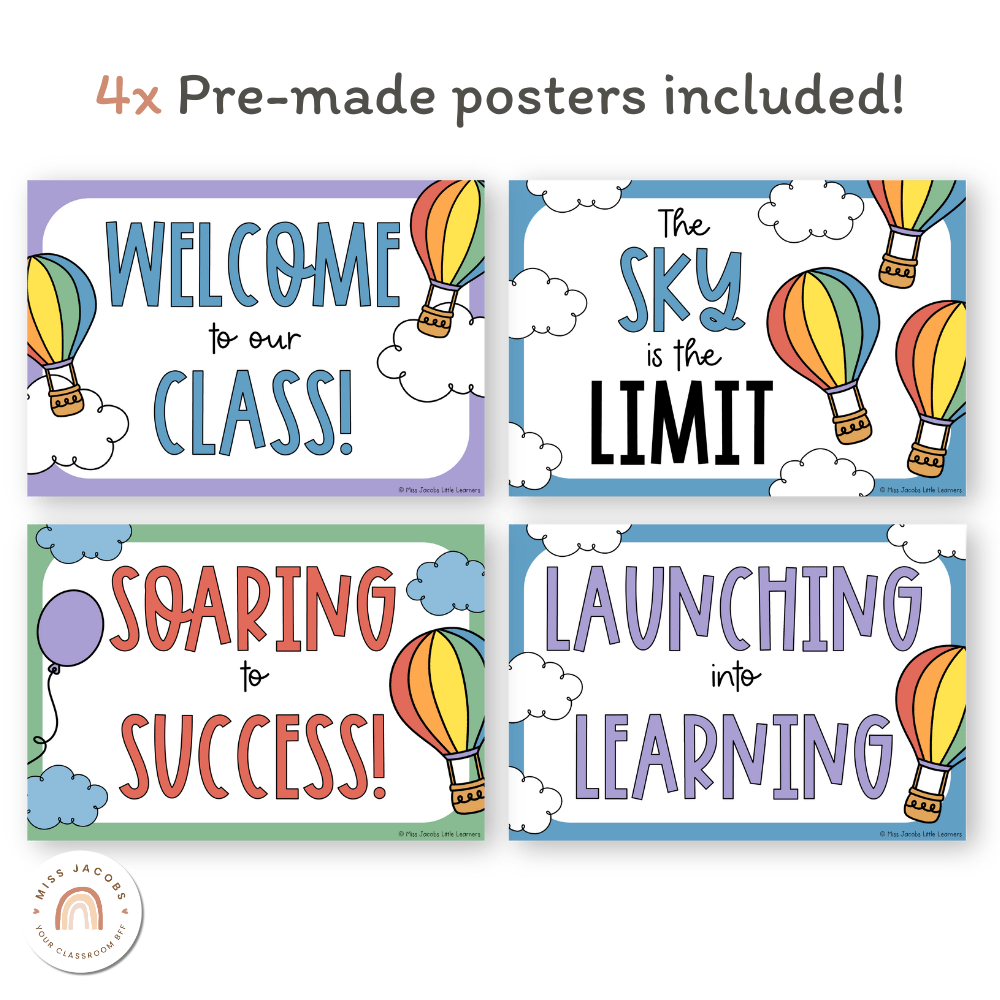 Retro Hot Air Balloon Door Display Classroom Decor - Miss Jacobs – Miss ...