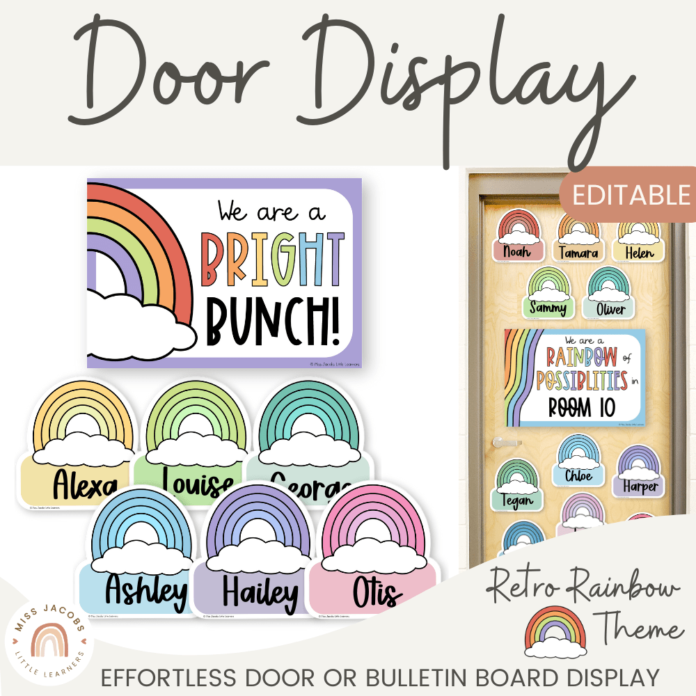 Retro Rainbow Door Display Classroom Decor - Miss Jacobs