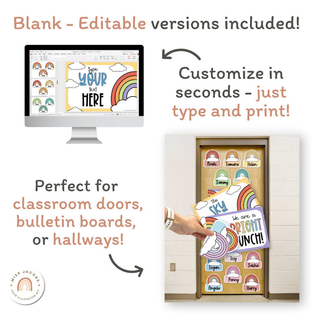 Retro Rainbow Door Display Classroom Decor - Miss Jacobs