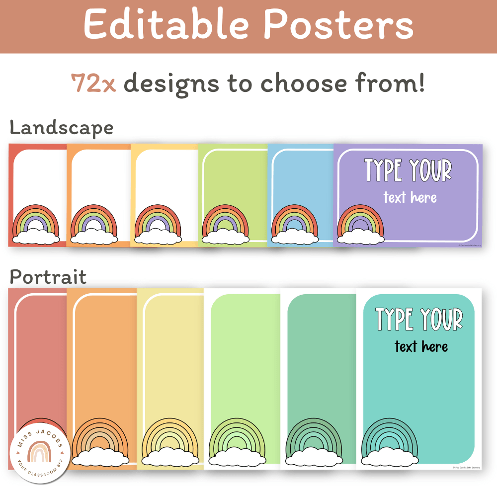 Retro Rainbow Theme Classroom Essentials Decor Pack - Miss Jacobs ...