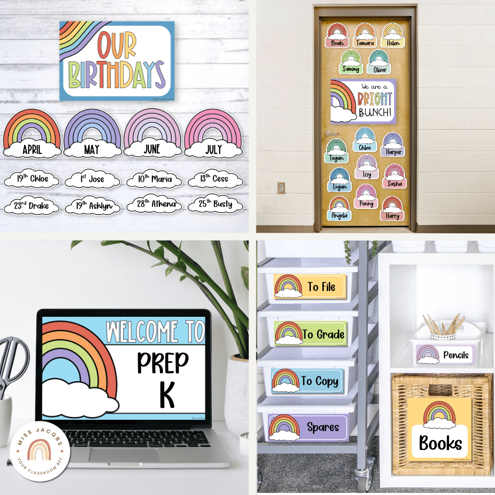 Retro Rainbow Theme Classroom Essentials Decor Pack - Miss Jacobs ...