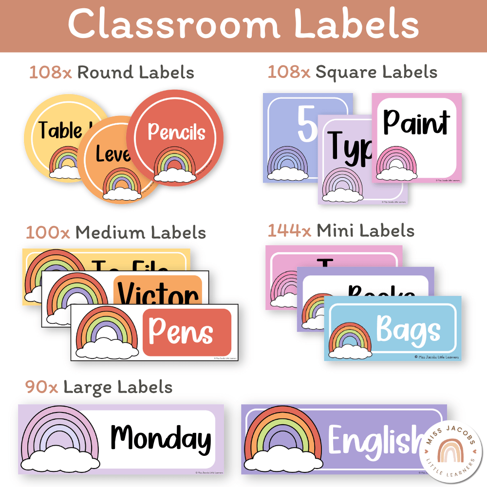 Retro Rainbow Theme Classroom Essentials Decor Pack - Miss Jacobs ...