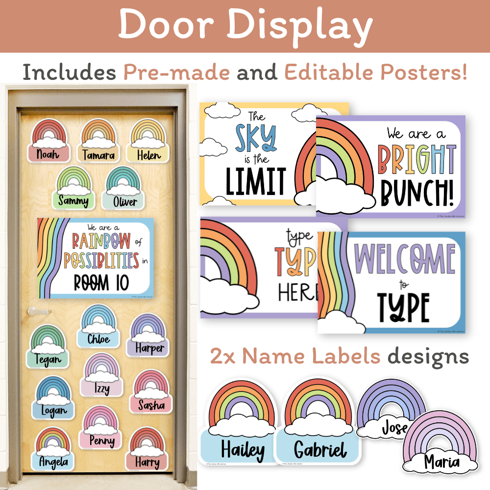 Retro Rainbow Theme Classroom Essentials Decor Pack - Miss Jacobs ...