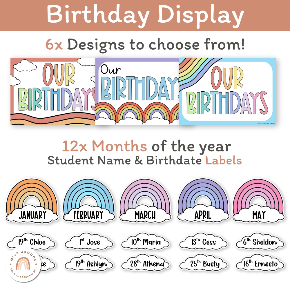 Retro Rainbow Theme Classroom Essentials Decor Pack - Miss Jacobs ...