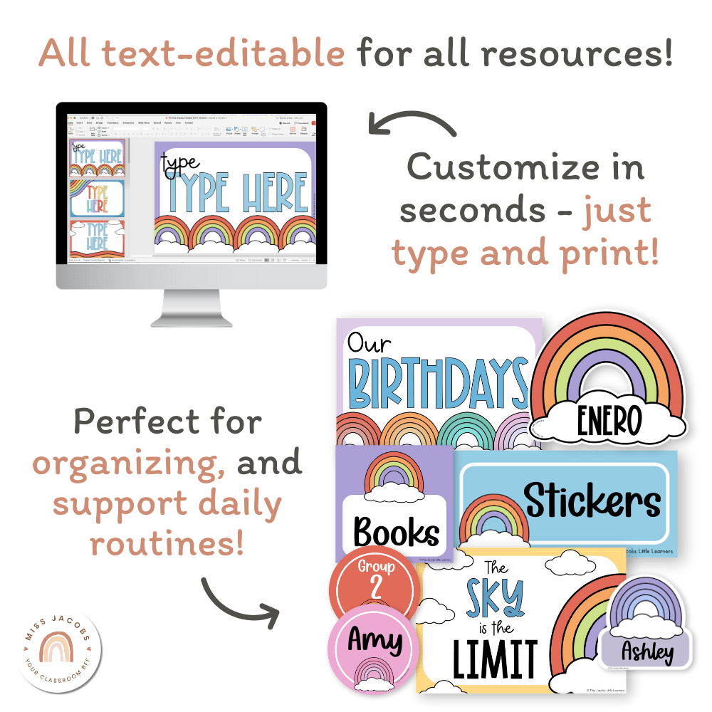 Retro Rainbow Theme Classroom Essentials Decor Pack - Miss Jacobs ...