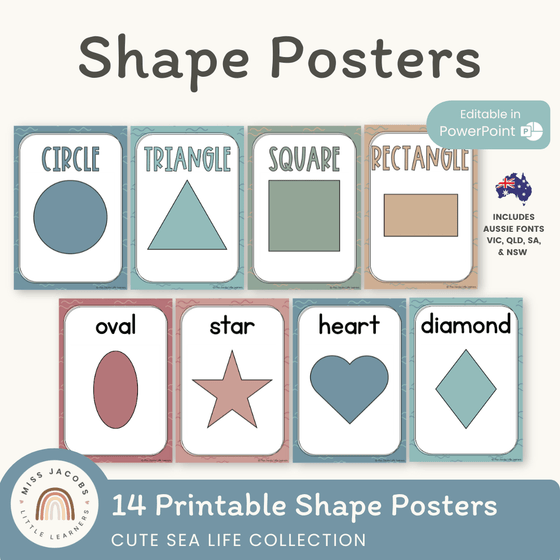 Shape Posters - Cute Sea Life Classroom Decor – Miss Jacobs Little Learners