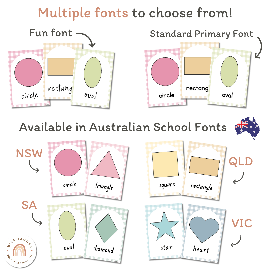 Shape Posters - Daisy Gingham Pastels Decor