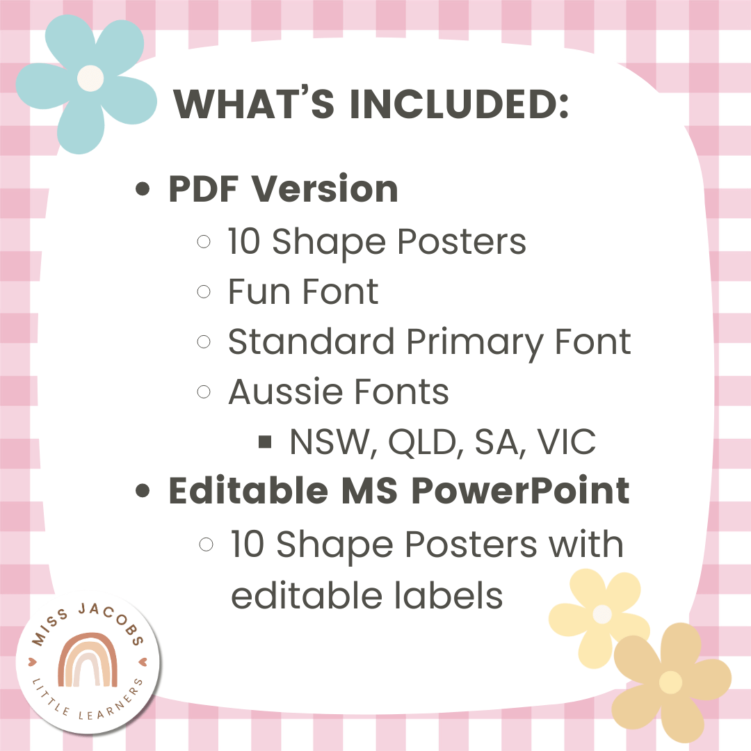 Shape Posters - Daisy Gingham Pastels Decor - Default Title