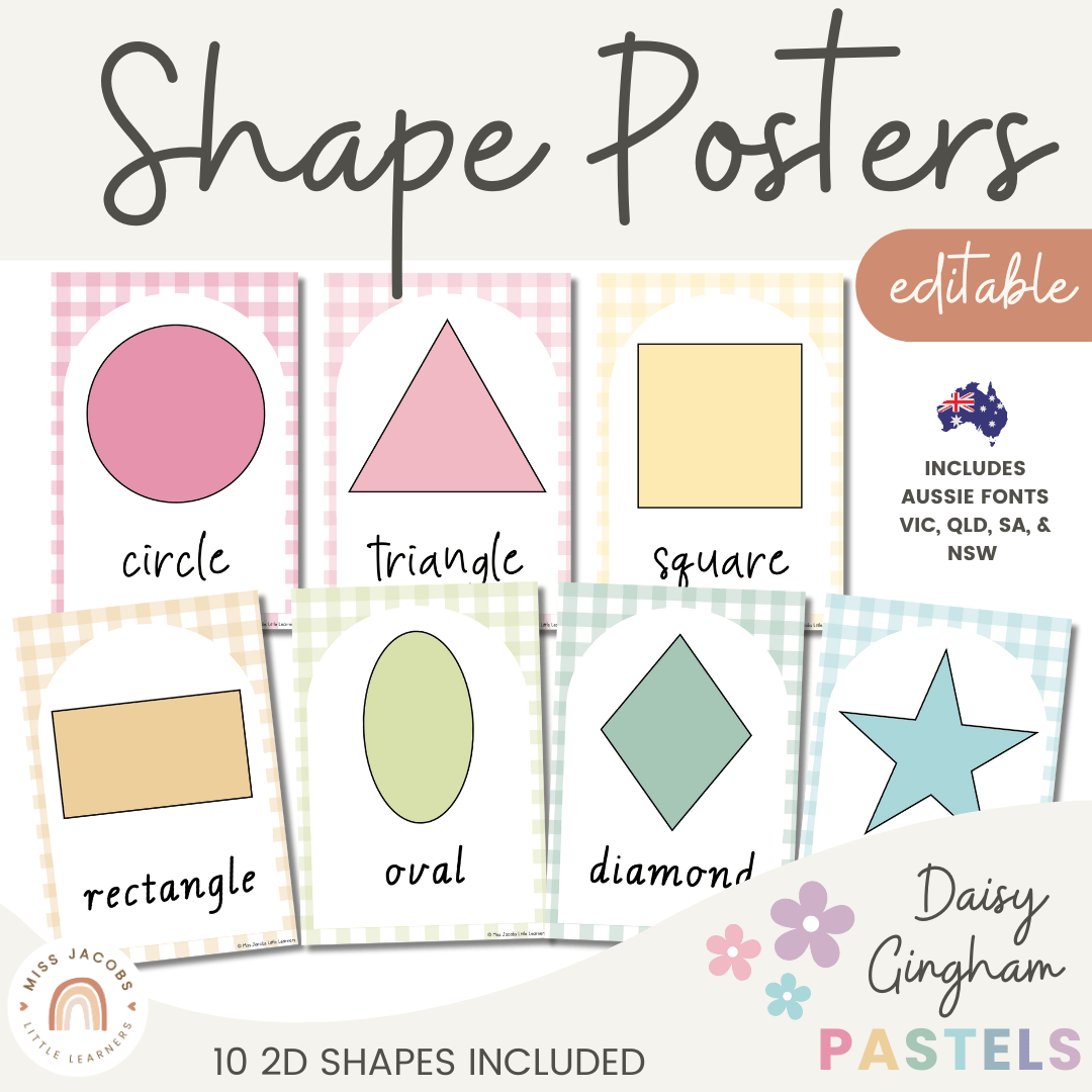 Shape Posters - Daisy Gingham Pastels Decor