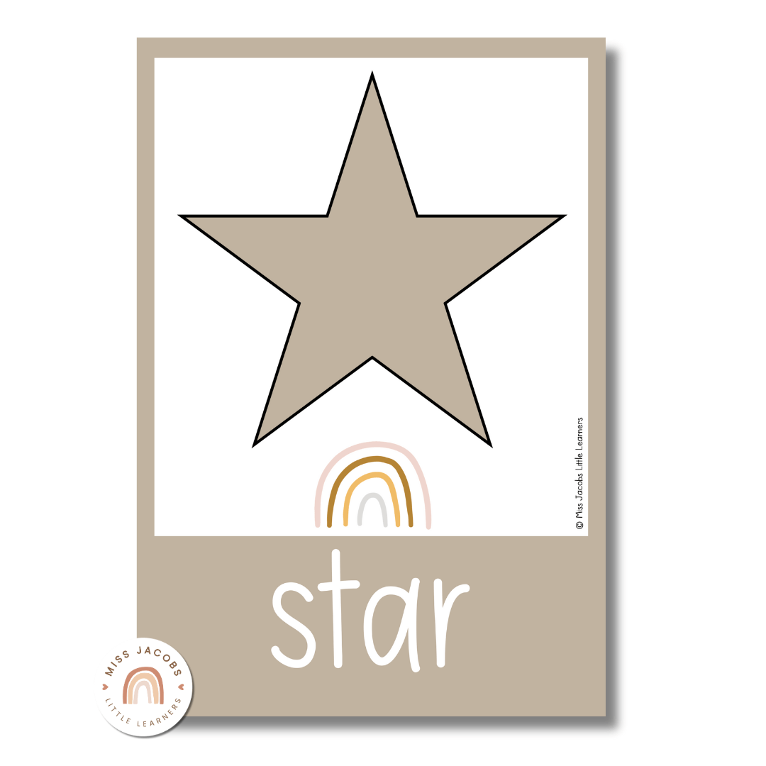 Shape Posters - Boho Rainbow Neutrals Classroom Theme- Miss Jacobs