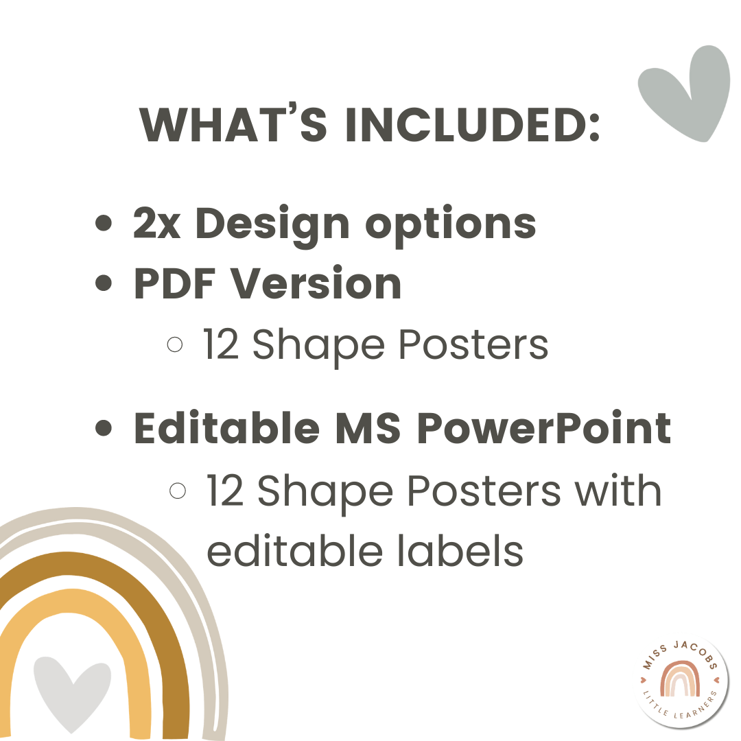 Shape Posters - Boho Rainbow Neutrals Classroom Theme- Miss Jacobs