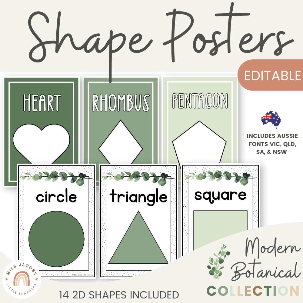 Shape Posters - Modern Botanical Classroom Decor - Miss Jacobs