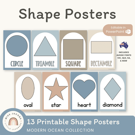 Shape Posters - Modern Ocean Classroom Decor – Miss Jacobs Little Learners
