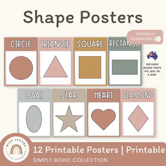 Shape Posters | Modern Simple Boho Classroom Decor | Editable – Miss ...