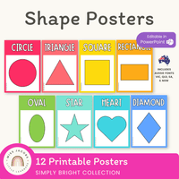 Shape Posters | Modern Simple Brights | Rainbow Classroom Decor | Edit ...