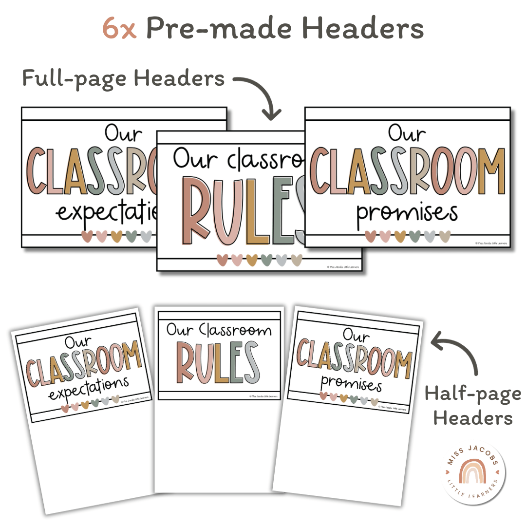 Simple Boho Classroom Rules Posters – Miss Jacobs Little Learners