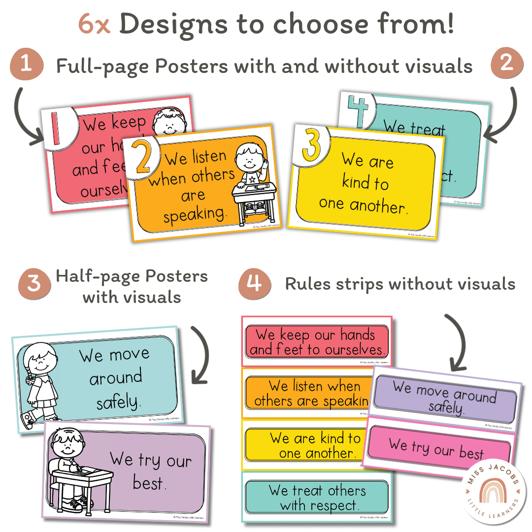 Simple Brights Classroom Rules Posters