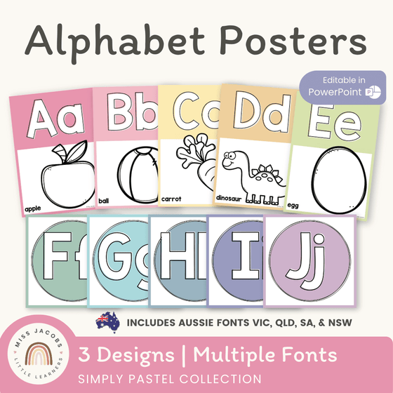 Alphabet Posters | Simple Pastels – Miss Jacobs Little Learners