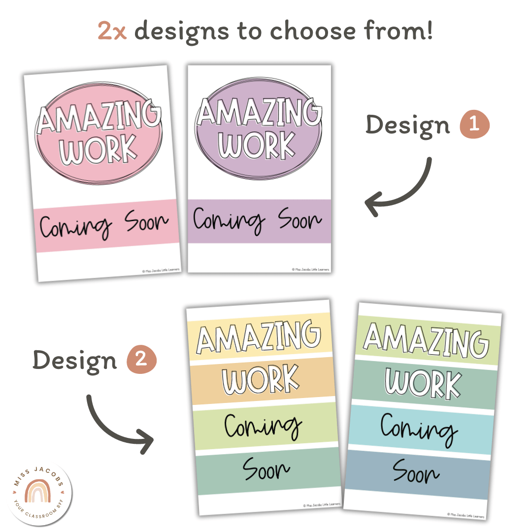 Amazing Work Coming Soon Posters | Simple Pastels