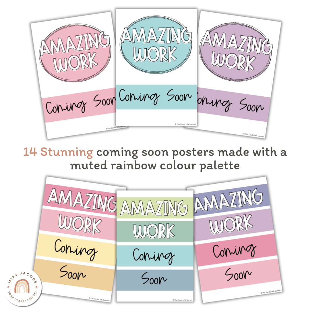Amazing Work Coming Soon Posters | Simple Pastels
