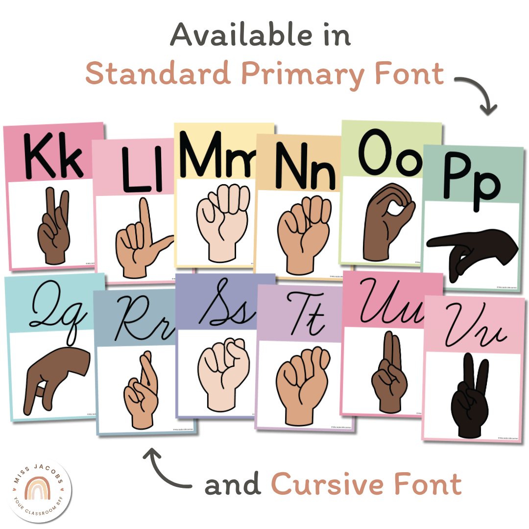 ASL Alphabet Posters - American Sign Language - Simply Pastel - MJLL
